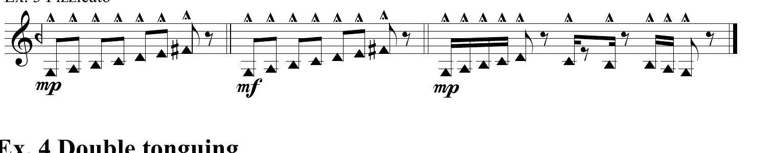 Double tonguing can be used for fast passages and will sound