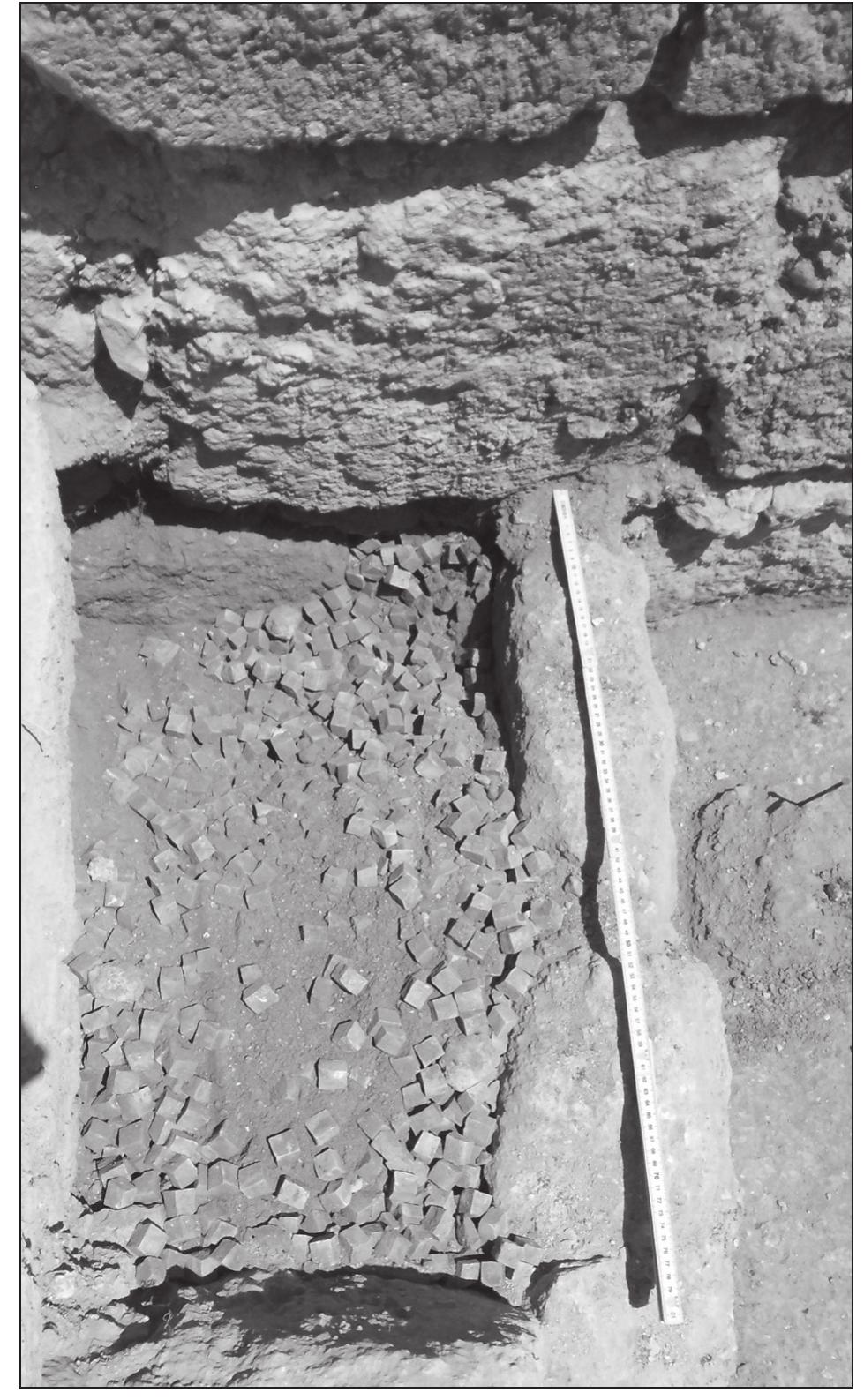 16. trench p, built stone trough ev. 49 with tesserae fill