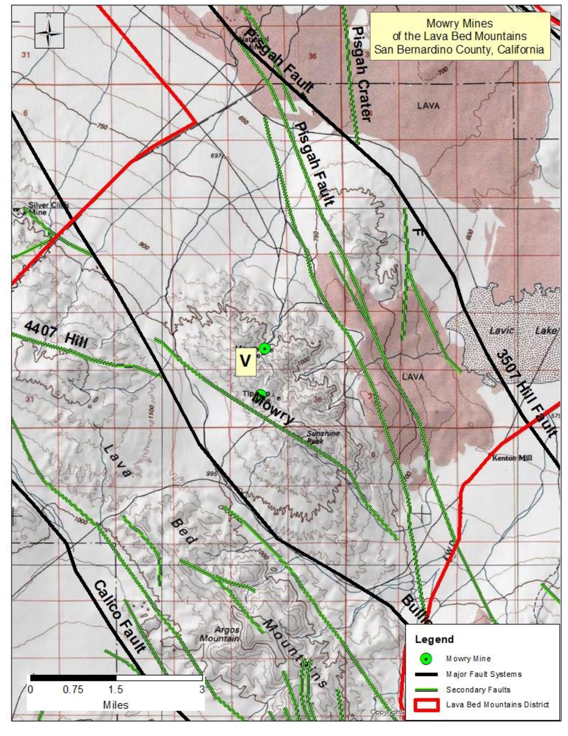 Fault map of the mowry mines area
