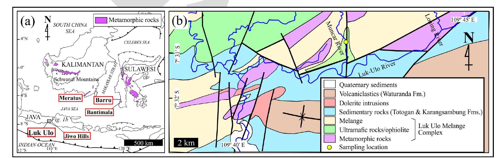 [a] distribution of metamorphic rocks in central indonesian