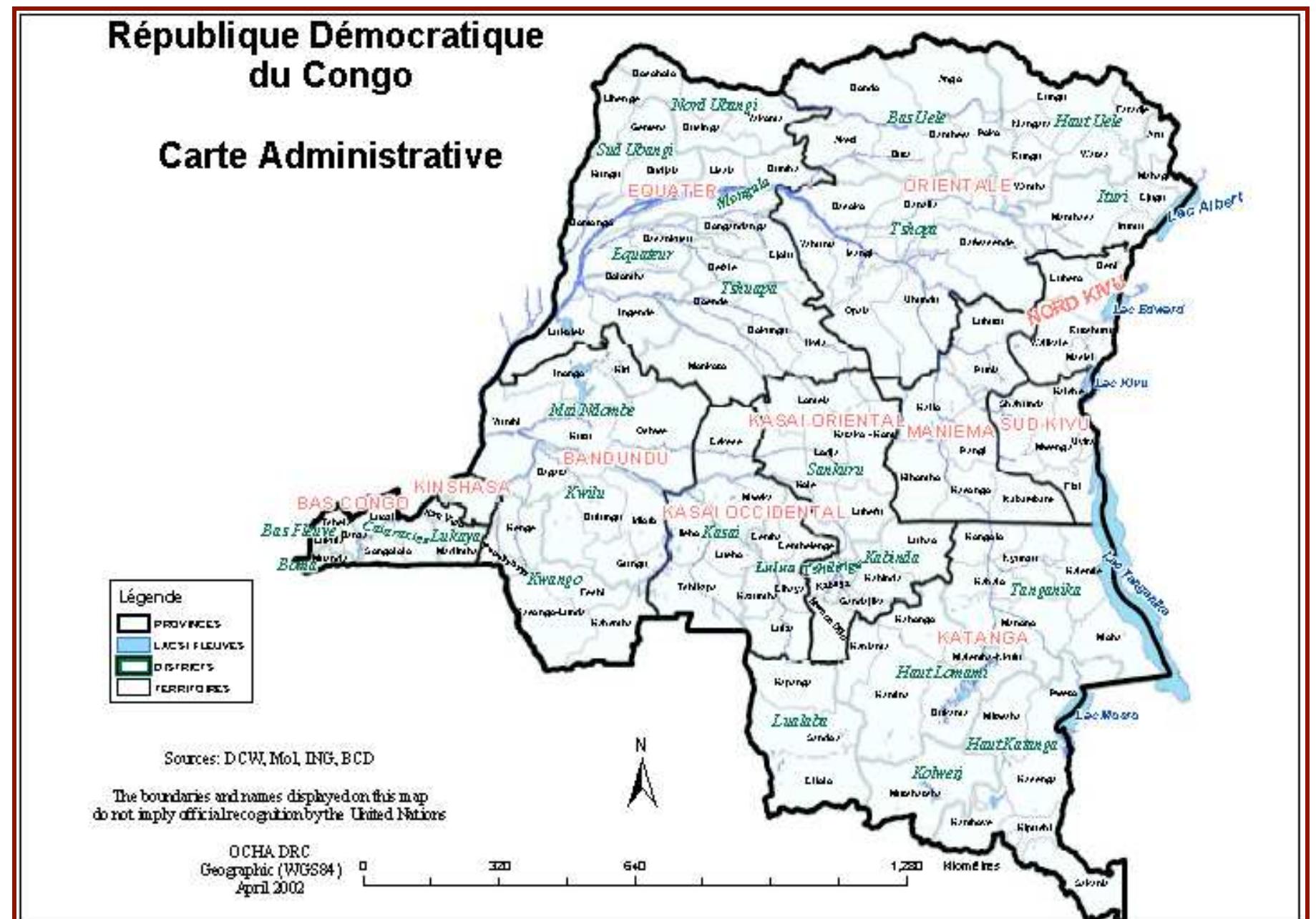 Map 1. administrative map of the democratic republic of the