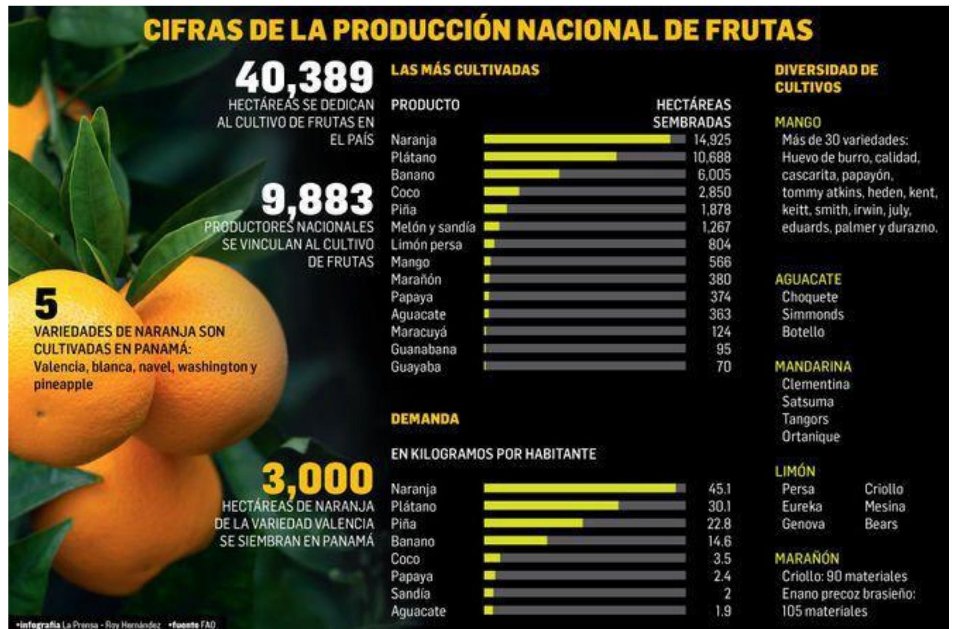 Panama’s national fruit production figures (infographics by