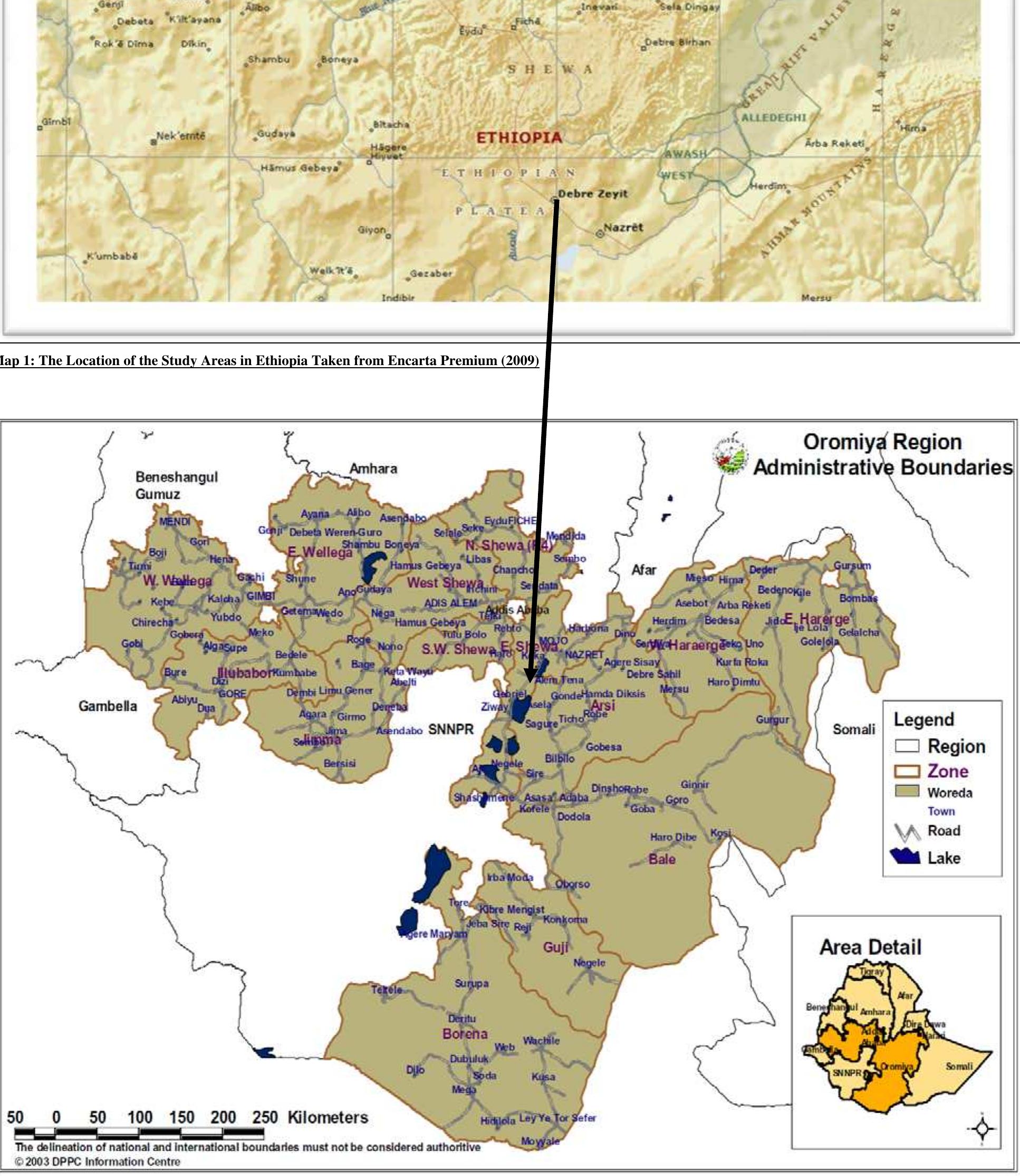 Appendex4: location of bishoftu town in the map of oromia