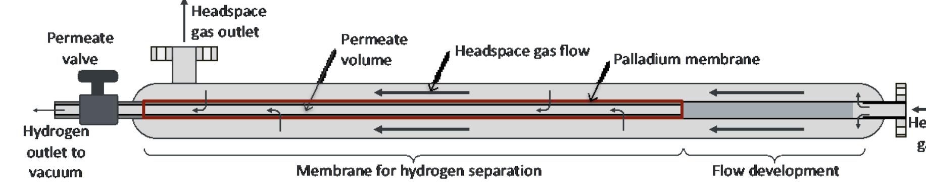 Integrated hydrogen sensor and separation module. one of the
