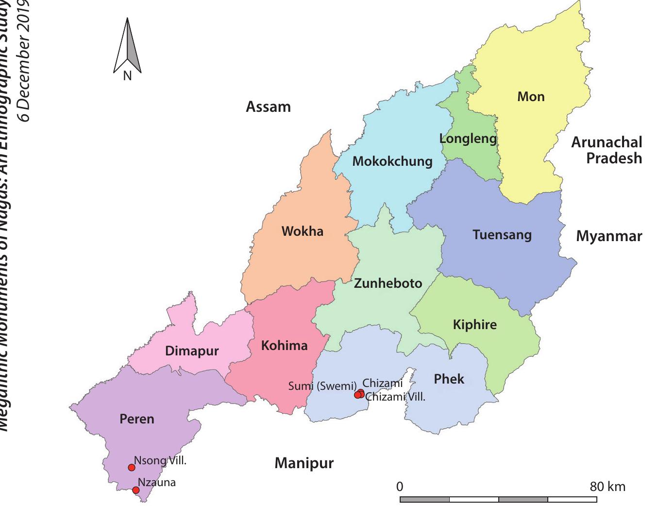 Location of chizami, sumi, nsong and nzauna villages