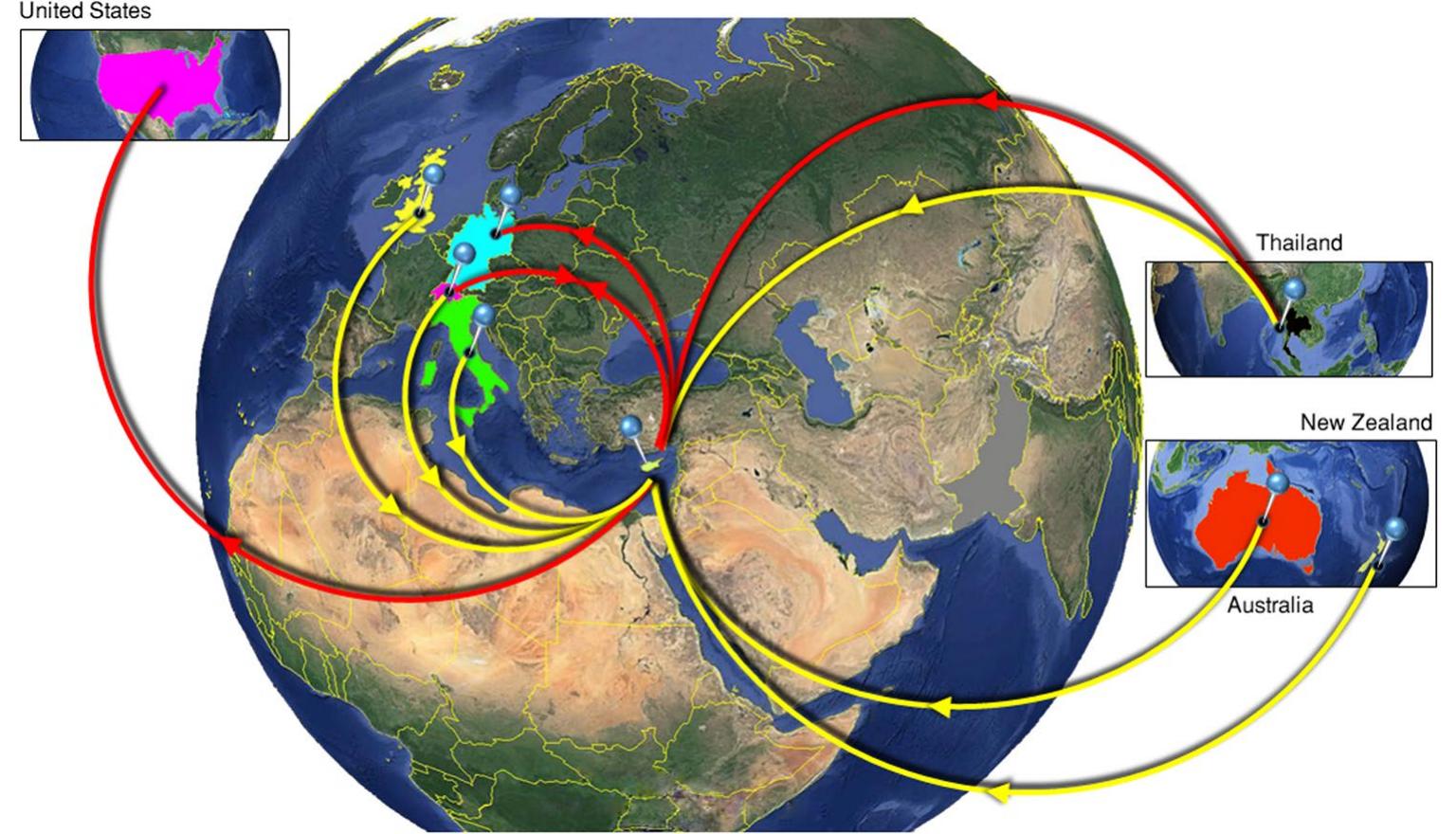 Map of hcv 1a transmission. geographic origins of hcv
