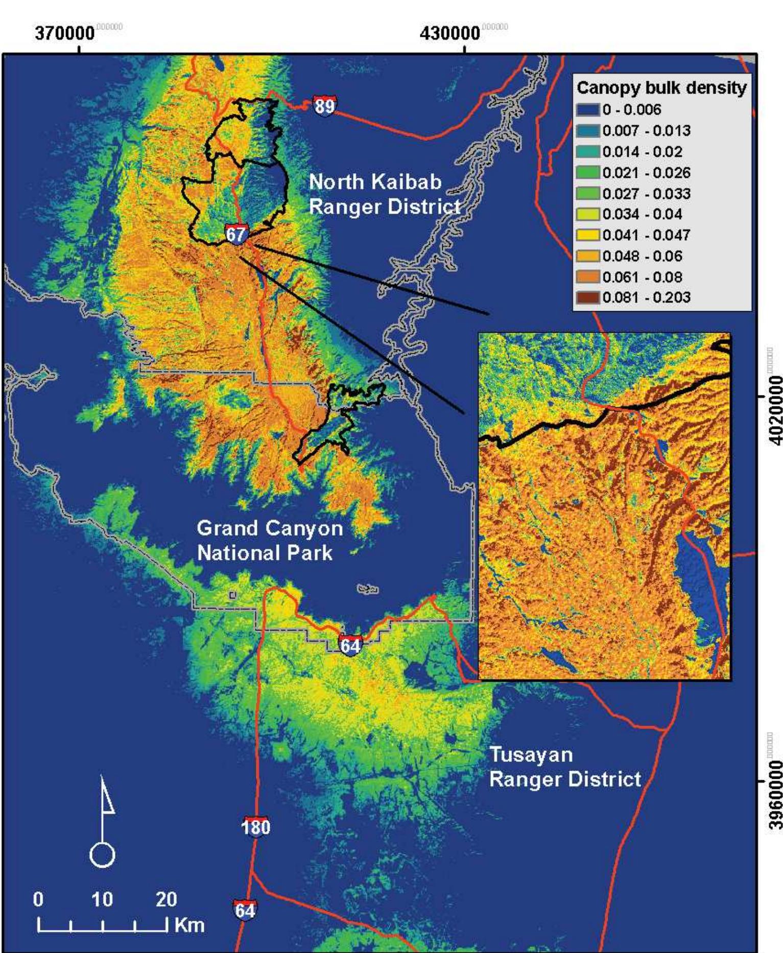 6 digital map of canopy bulk density (kg/m3) derived for the
