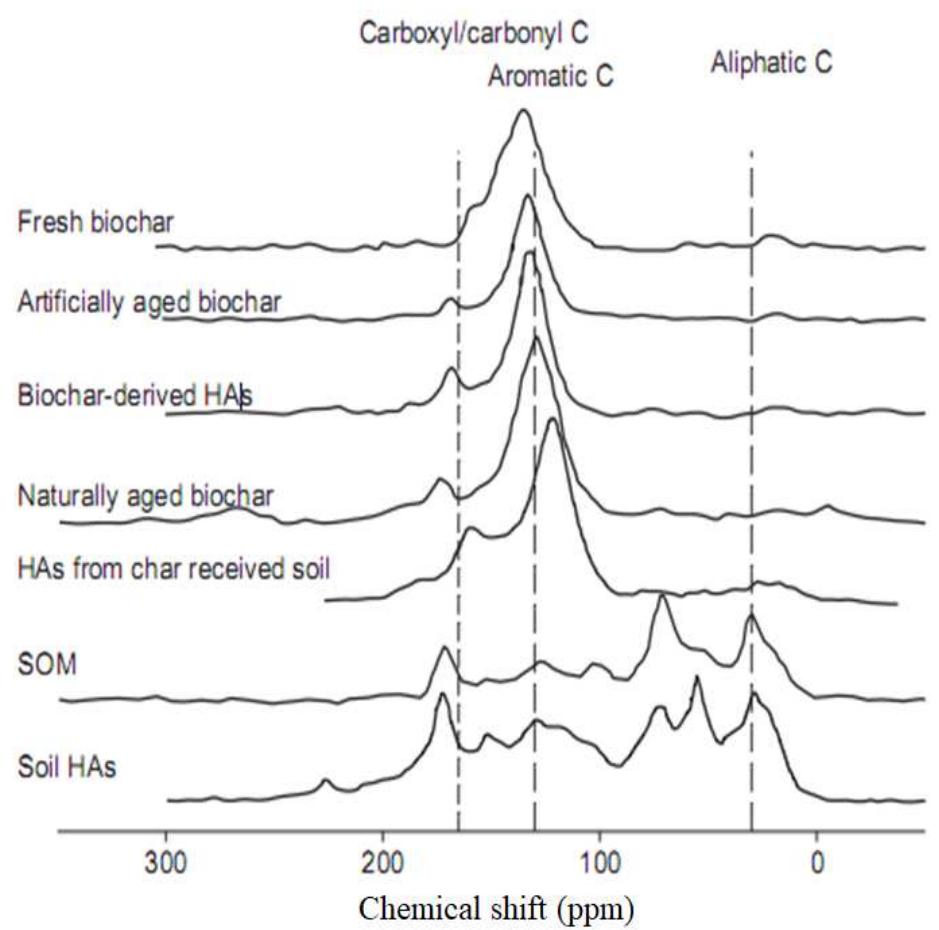°c nuclear magnetic resonance (nmr) spectra of fresh biochar