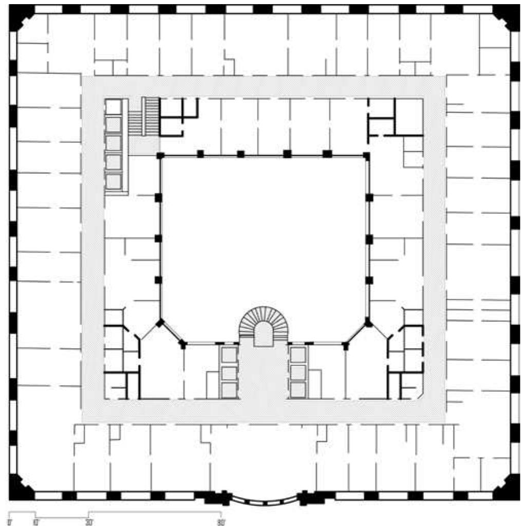 Typical floor plan, the rookery (1885-1888), chicago,
