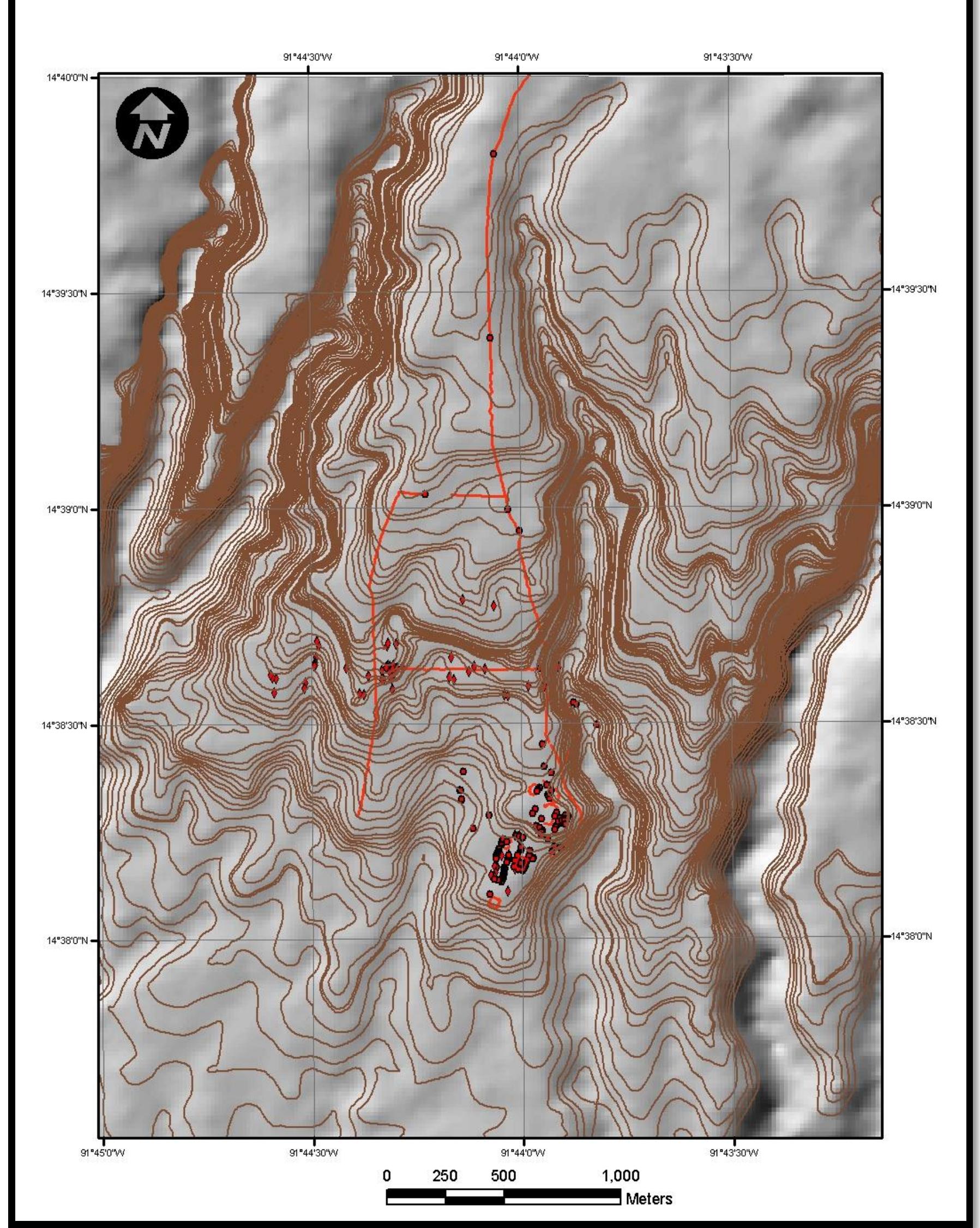 Sample gis map showing gps positions documented as part of
