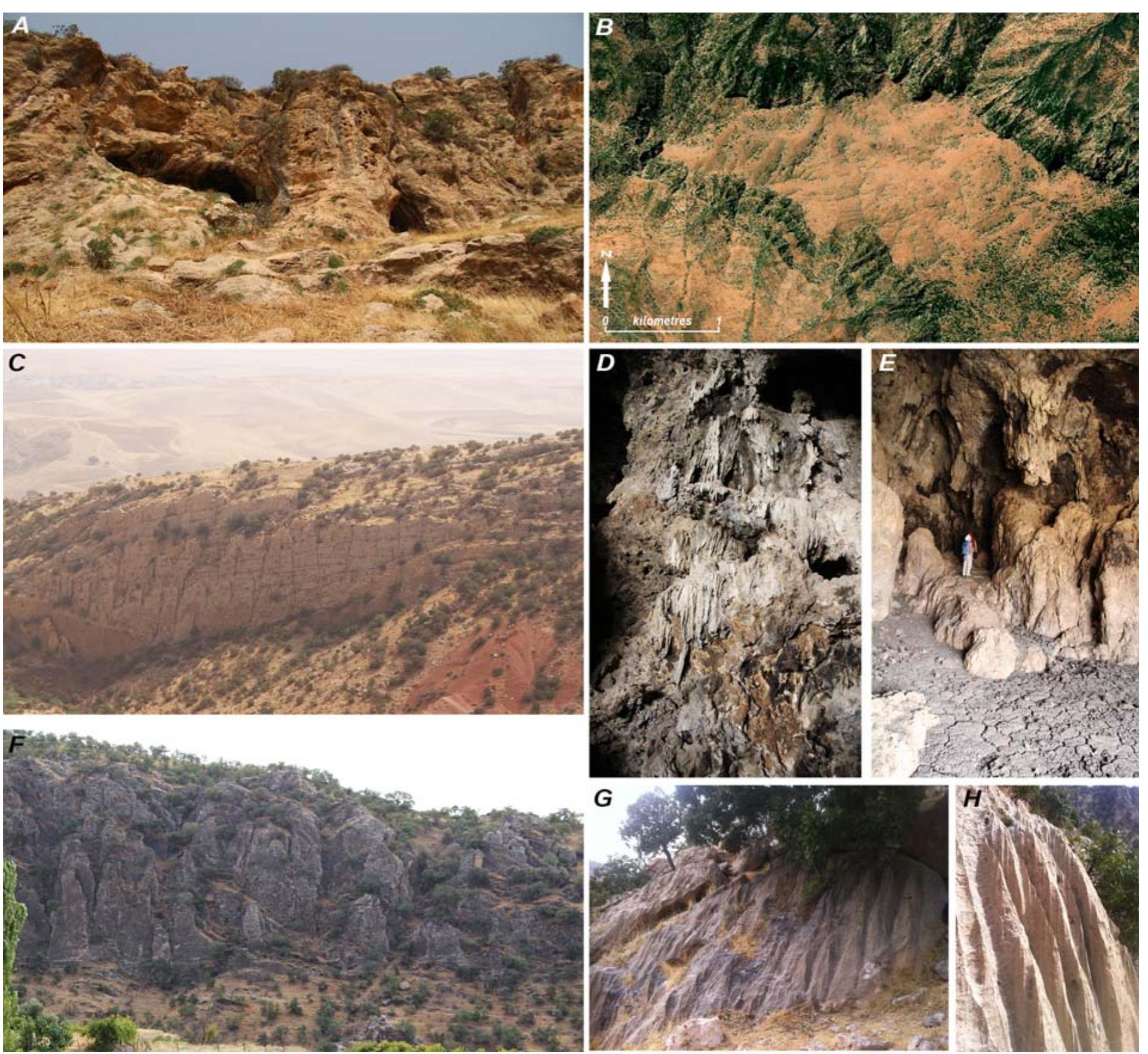 Examples of karst landforms. (a) caves entrance (or