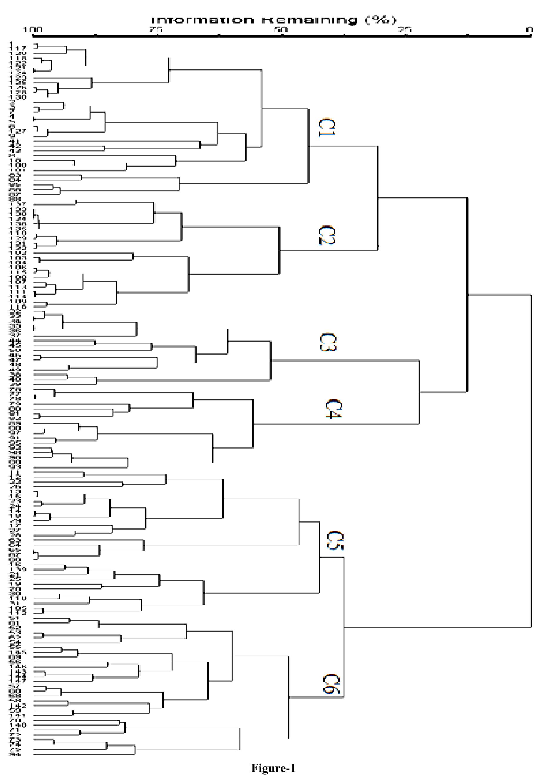 Dendrogram showing the six plant communities