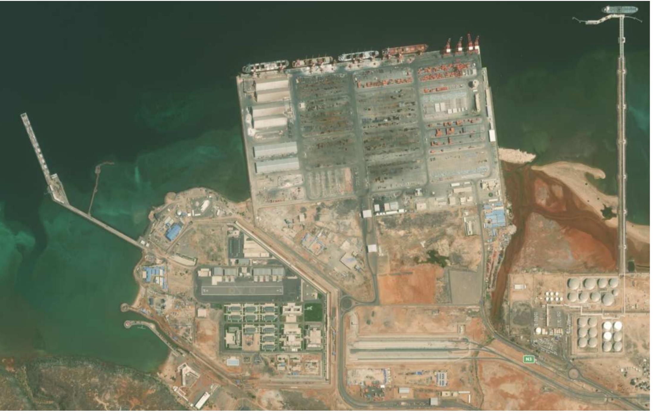 The port of dolareh in djibouti with the chinese naval base.