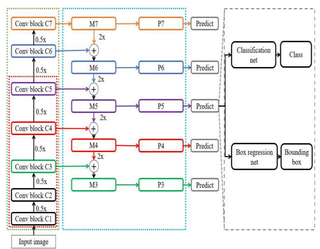 Overall architecture of deep cnn backbone network (red