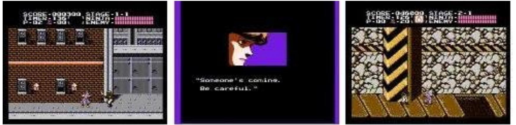 Ninja gaiden, emblematic figure of the “cut-scene”. (tecmo,