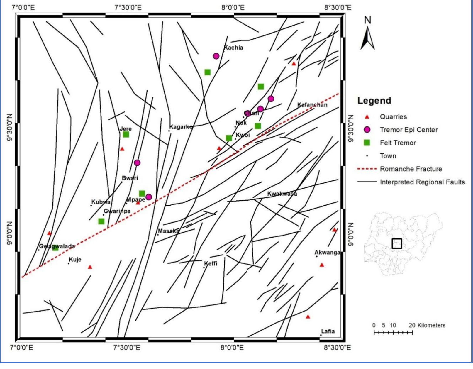 Interpreted structural map of the study area