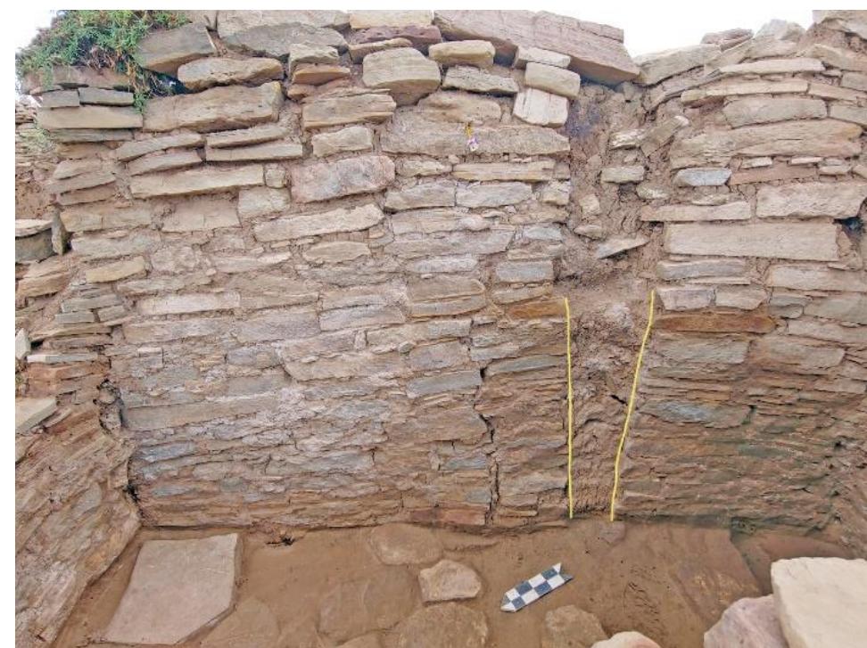 Structure 68 east wall, exterior of enclosing wall of kiva