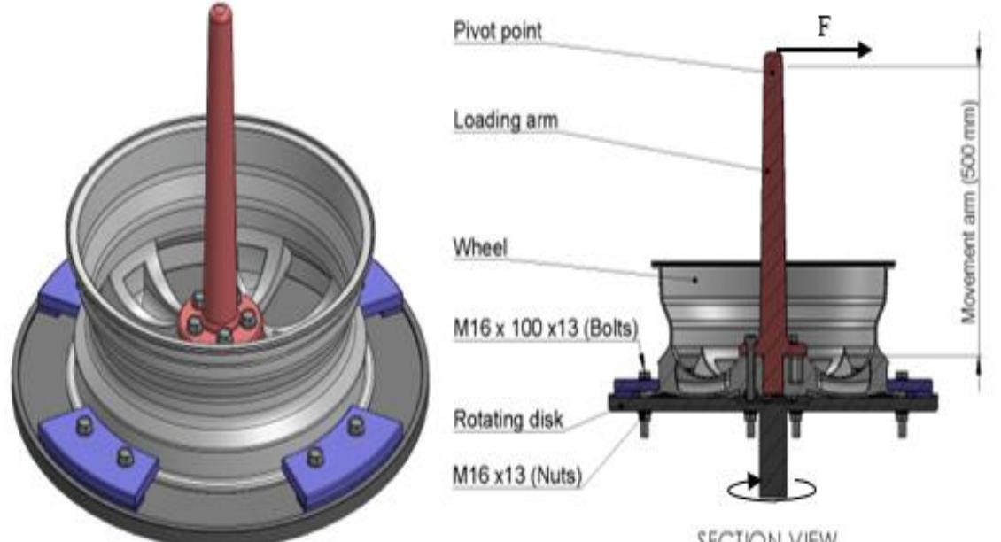 Assembly drawing for dynamic cormering fatigue test based on