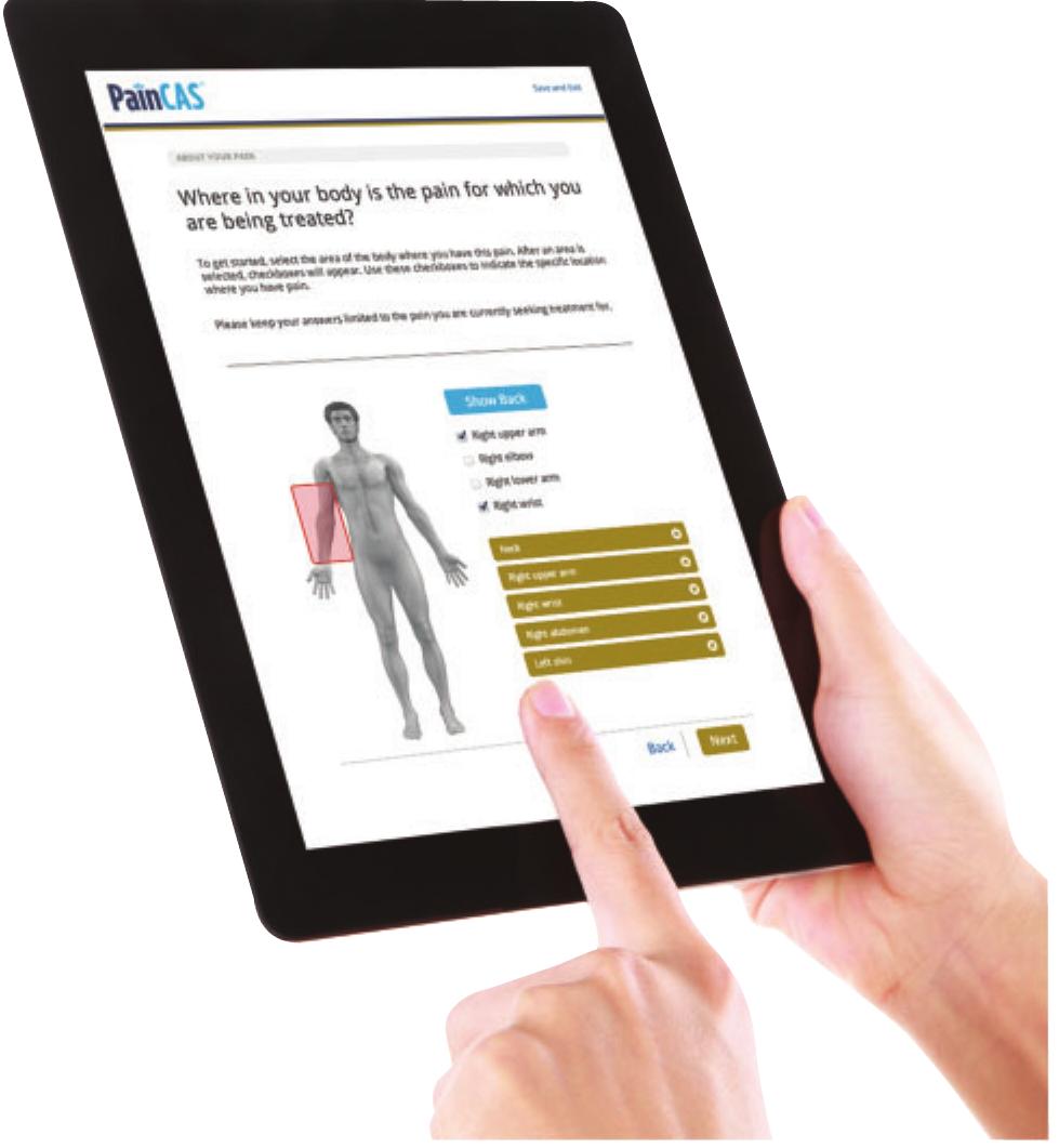 Example screen of the paincas assessment. assess and monitor