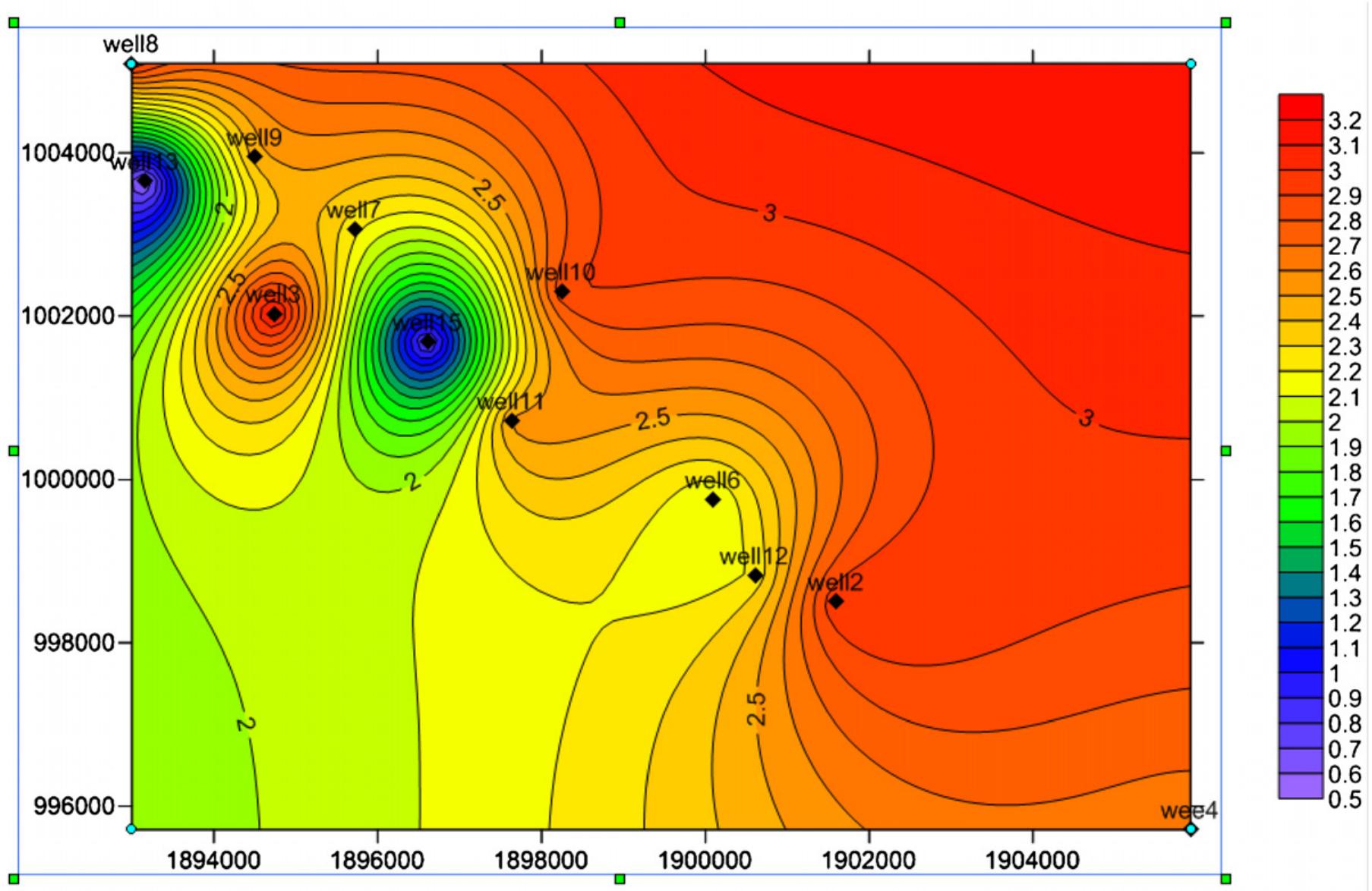 Average fracture density map for reservoir interval.
