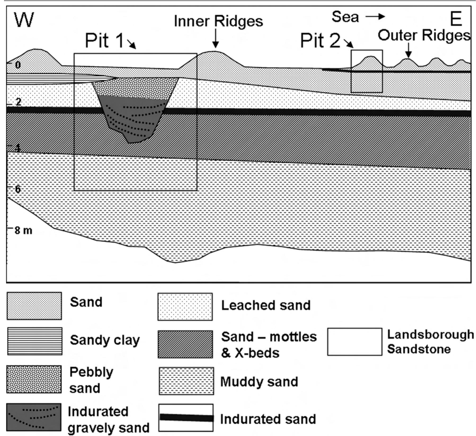 Schematic cross-section of the coastal plain at beachmere