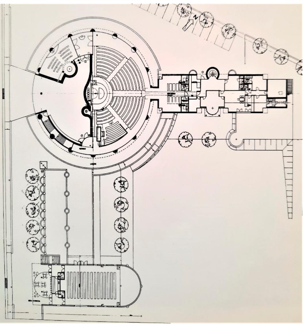 Plan of the complex. the pre-existing chapel is located at