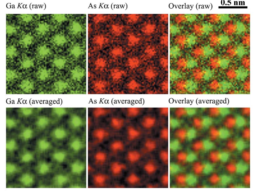 Atomic resolution x-ray maps of gaas using a jeol centurio
