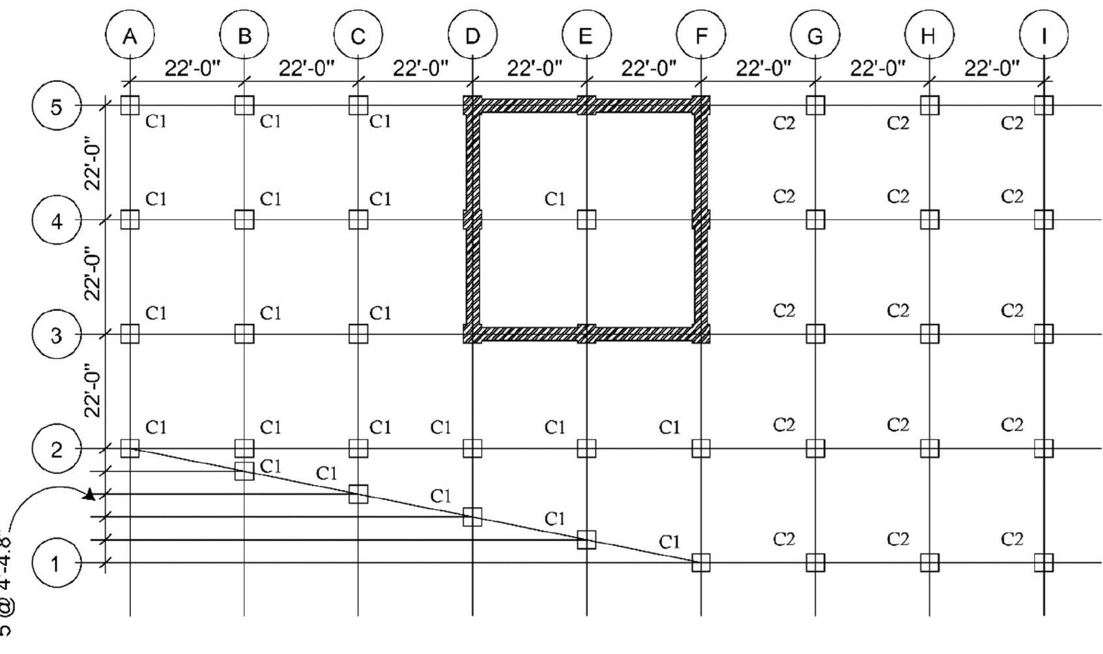 8. typical layout plan of columns and longitudinal steel and
