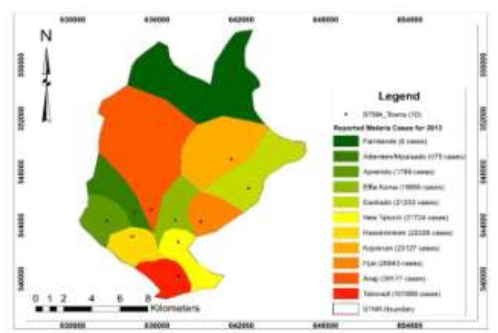 Reported malaria risk map for 2012 the risk map created