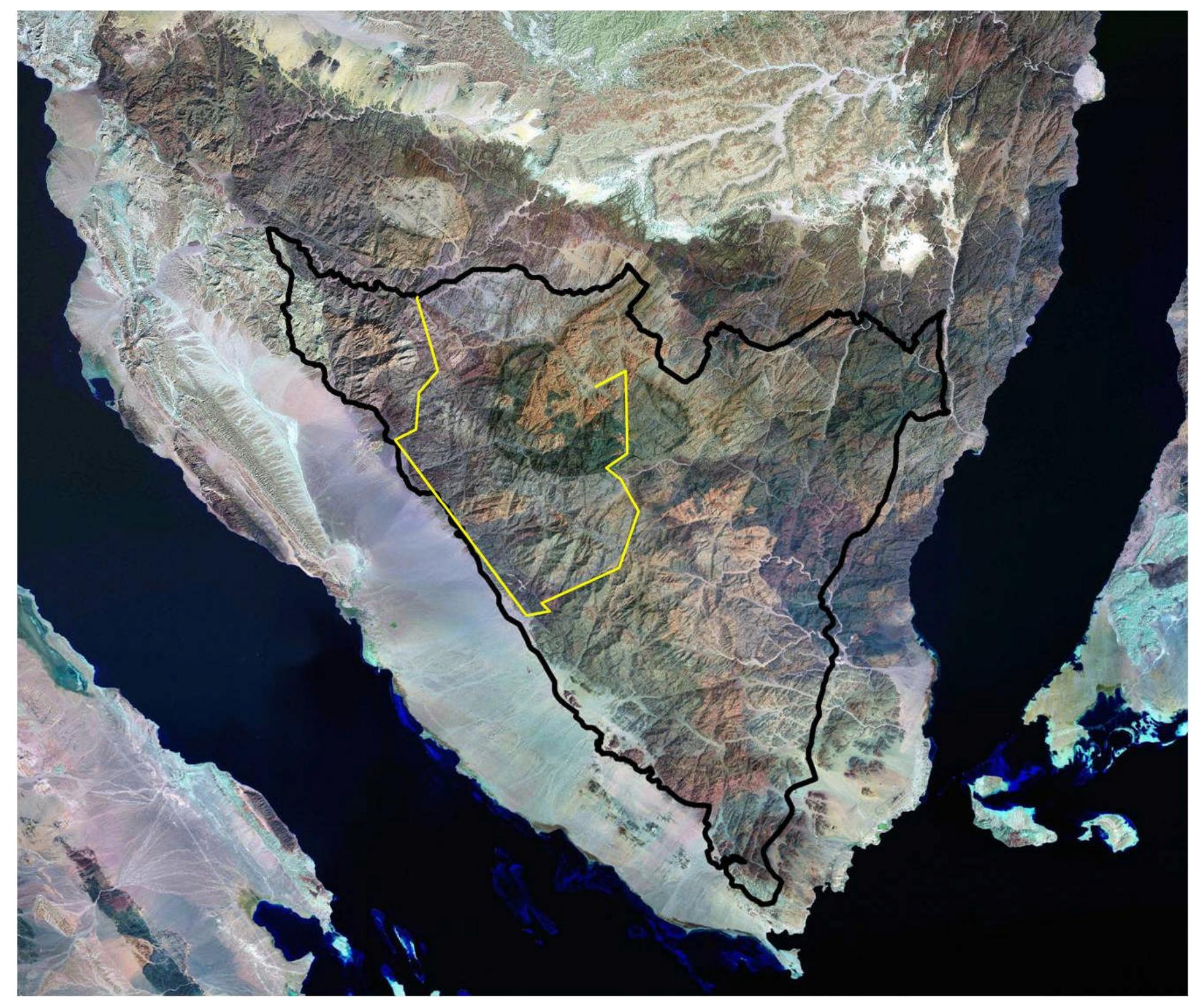 Map of southem sinai, with the boundary of the st katherine