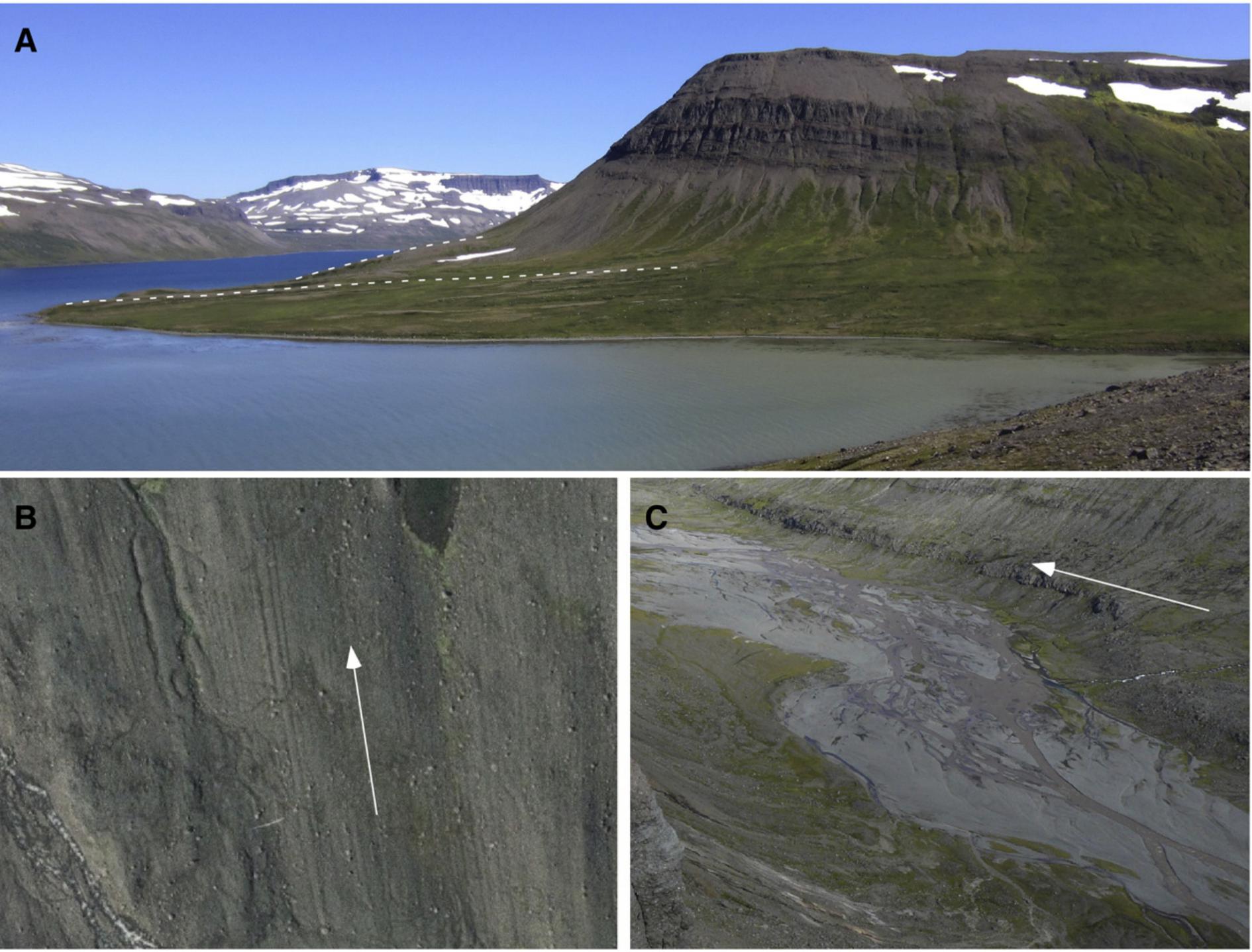 Examples of landforms in the forefield of drangajékull. the