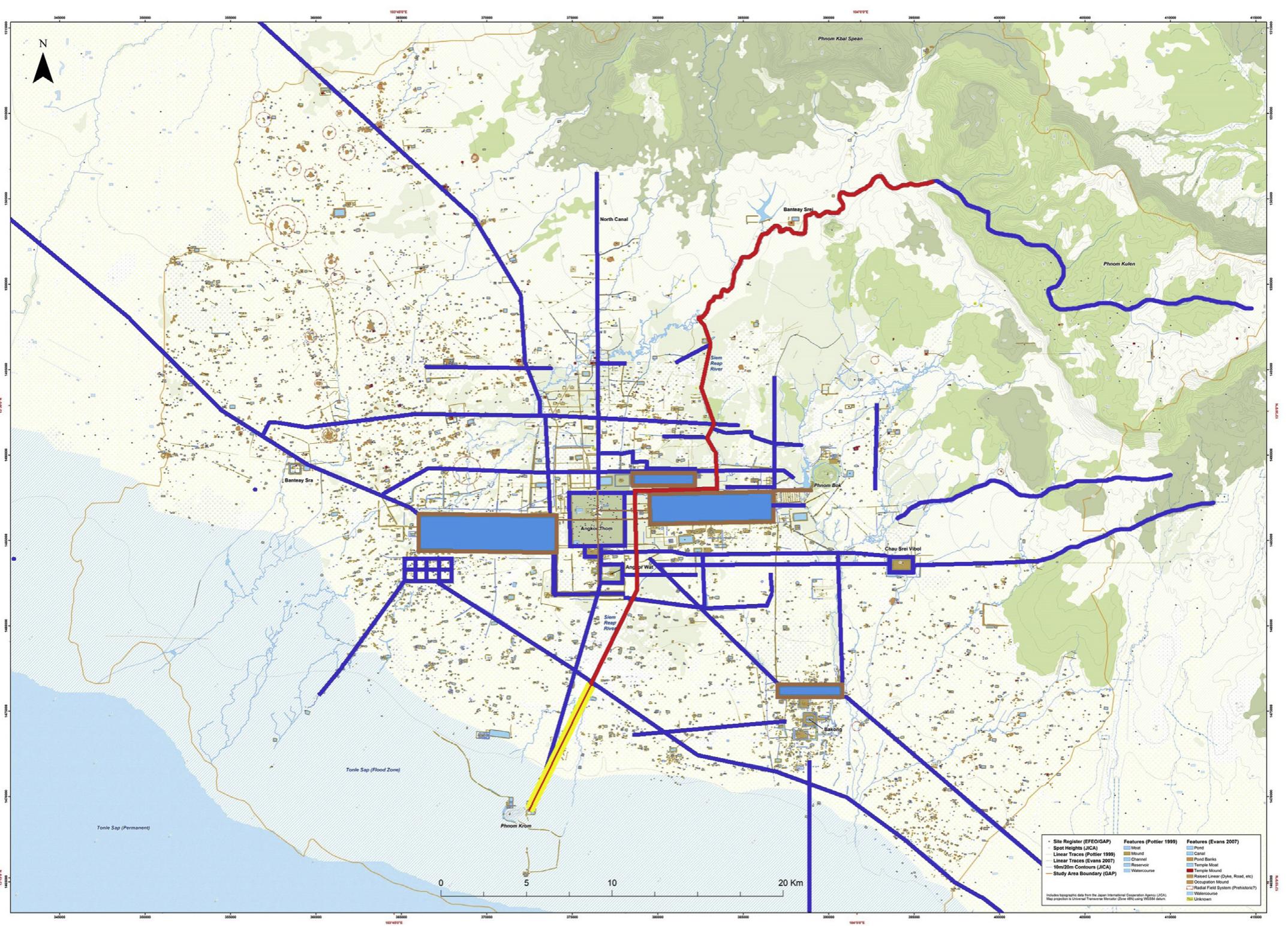 The dislocation of the greater angkor water network by the