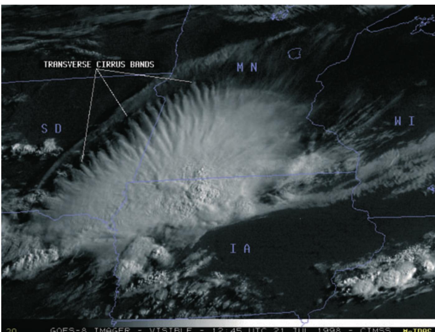 Goes-8 visible image of transverse bands on the northwest