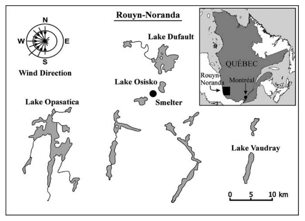 Map of the sampling area of rouyn-noranda, québec and the