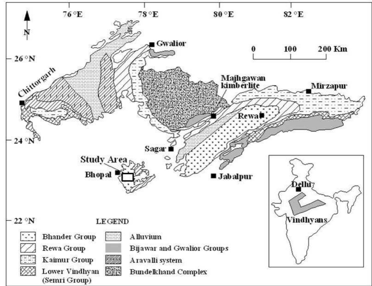 Geologic map of the region including the vindhyanchal basin