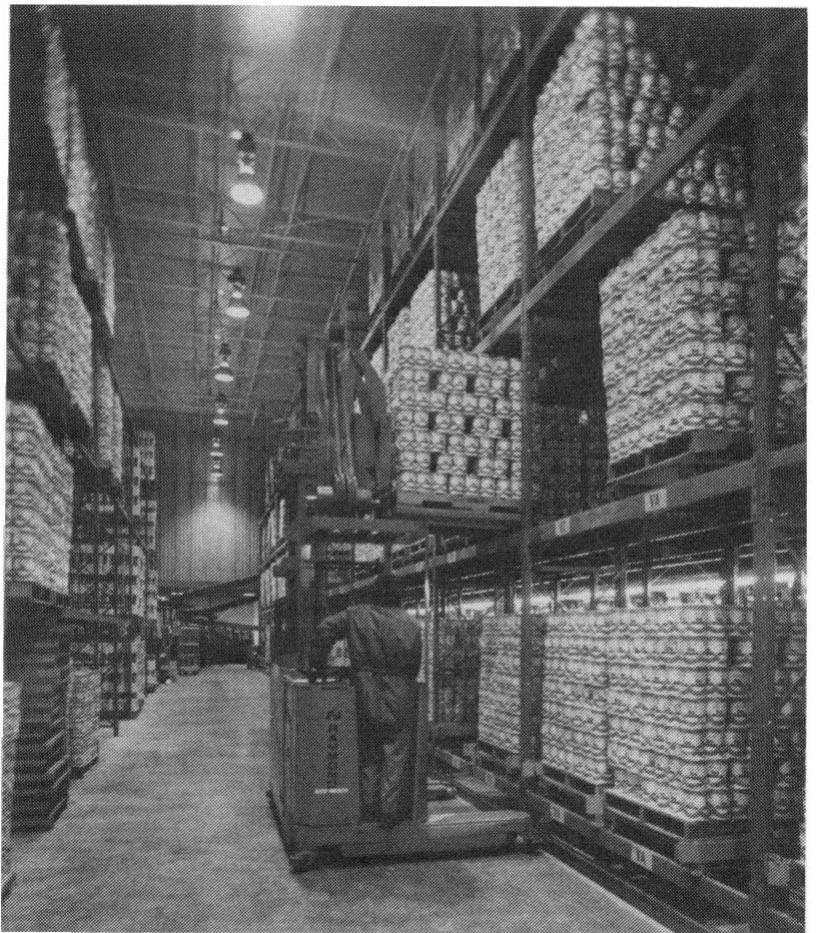 Frost-free, low temperature storage room. pallets are put