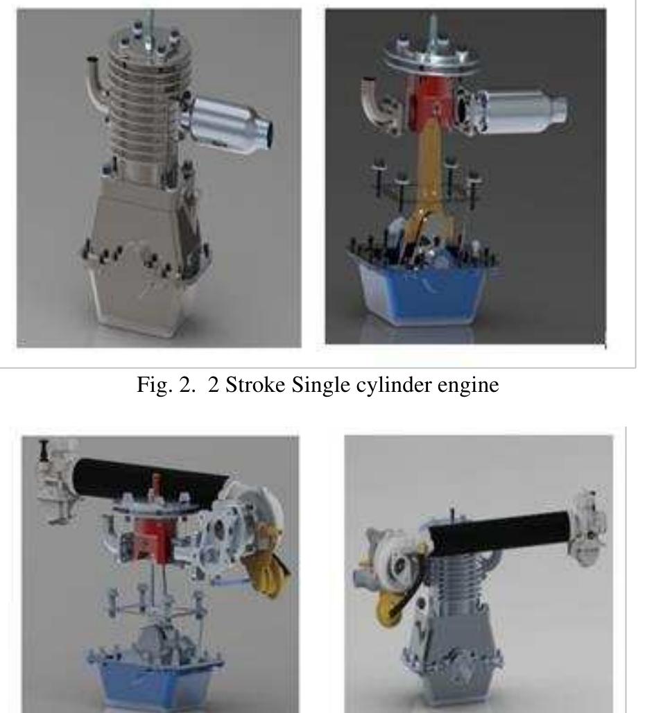 The 3d design of 2 stroke cng engine is shown in fig. all