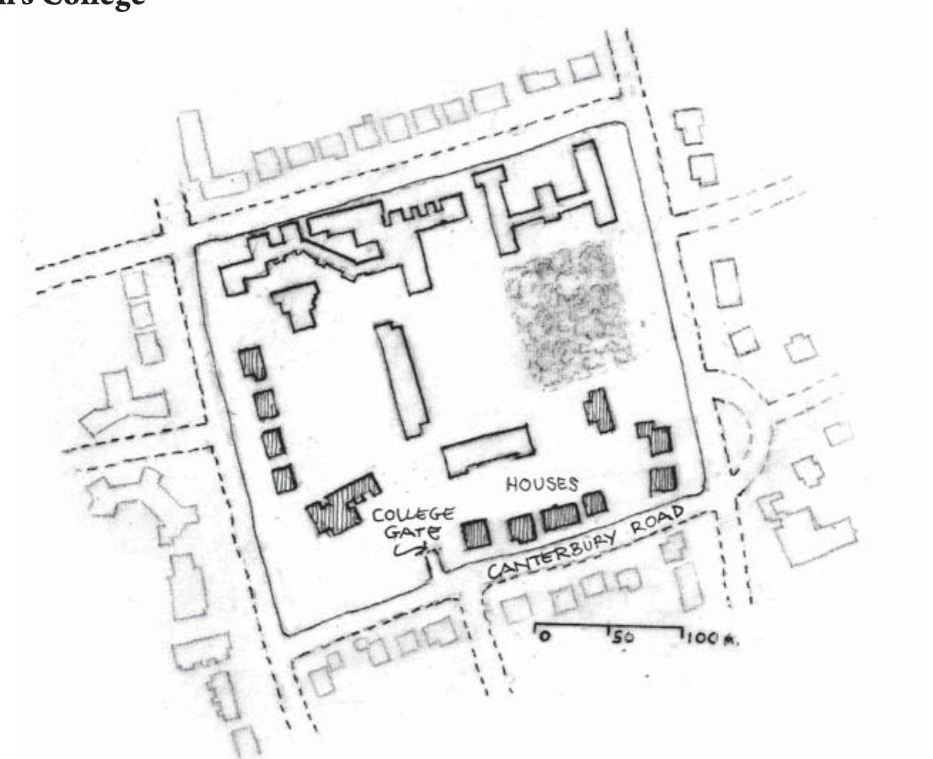 Plan of the rectangular urban block owned by st hugh's