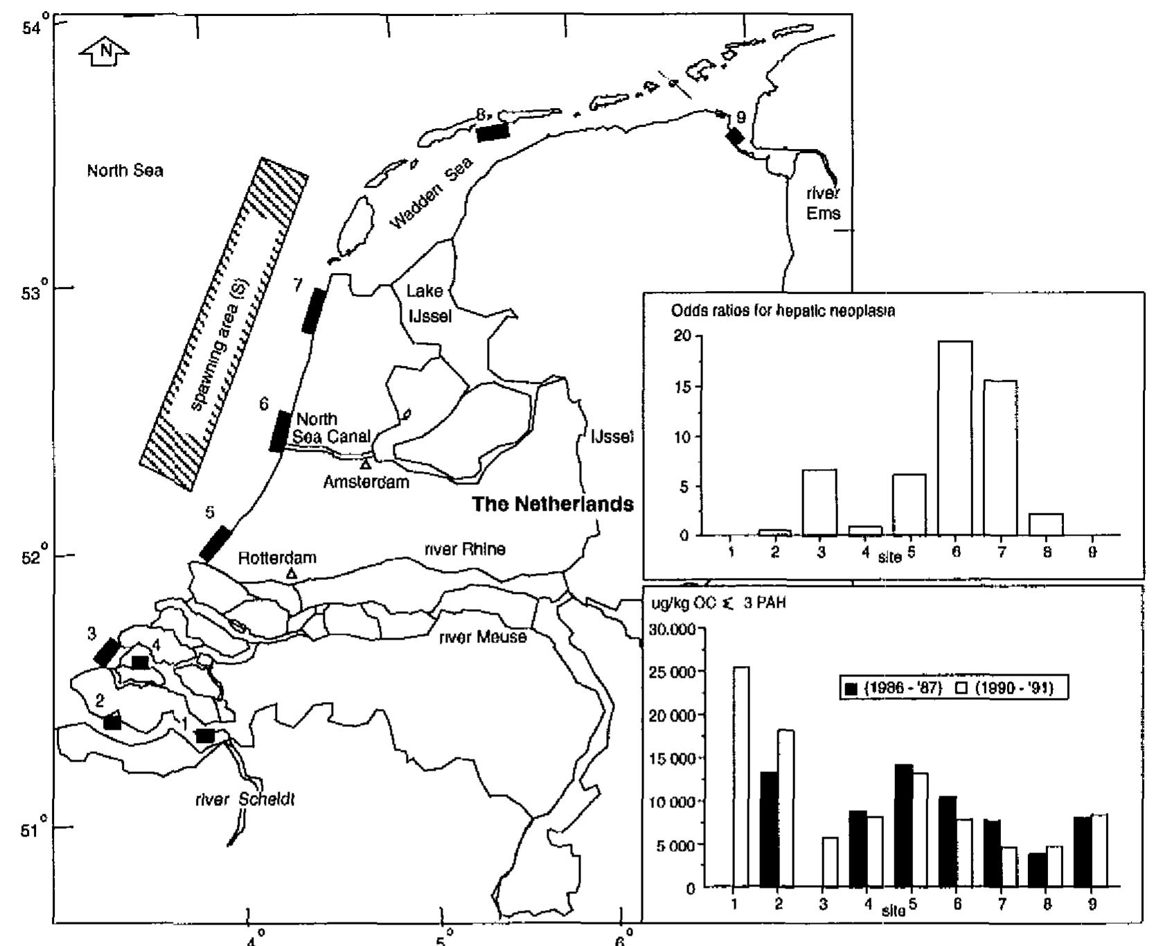 Map of the study area showing sampling locations (sites 1-9