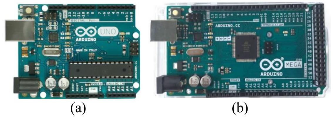 Cdus: (a) arduino uno, (b) arduino mega. arduino mega was