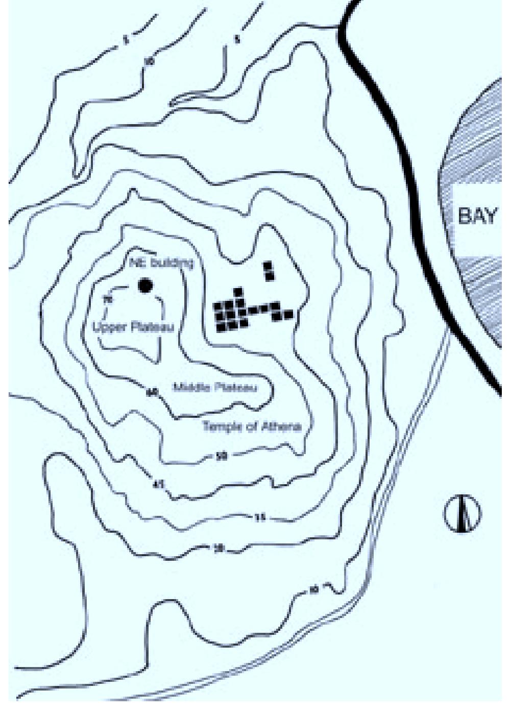 Fic. 4. map of the hill of koukounaries with plateaux and