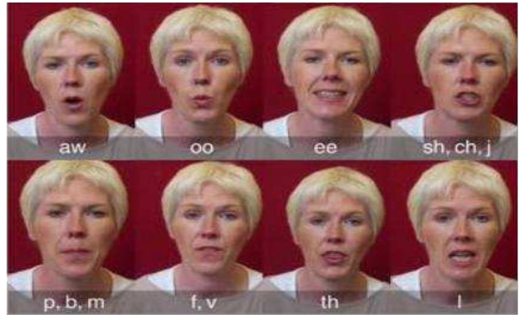 9. examples of sound and what mouths look like when saying