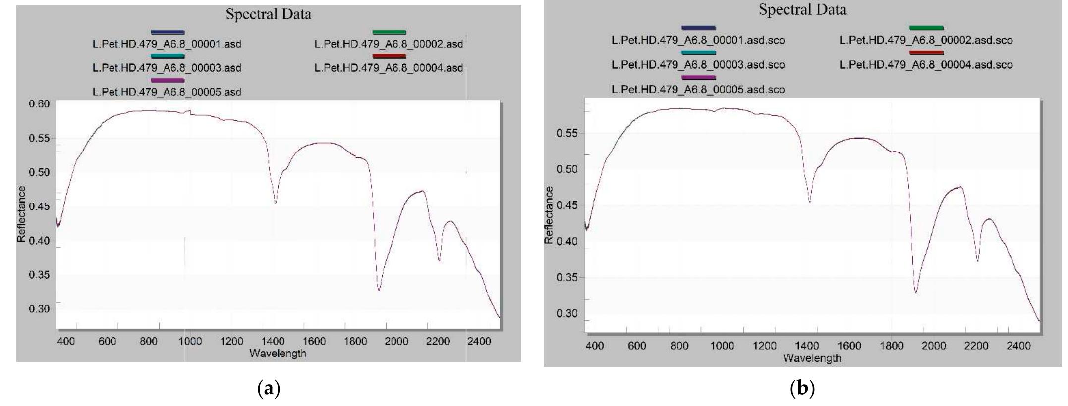 Splice correction process: (a) before and (b) after applying