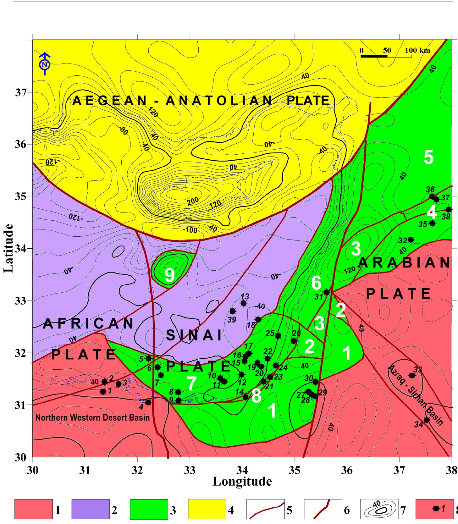Tectonic map of the eastern mediterranean overlaid on the