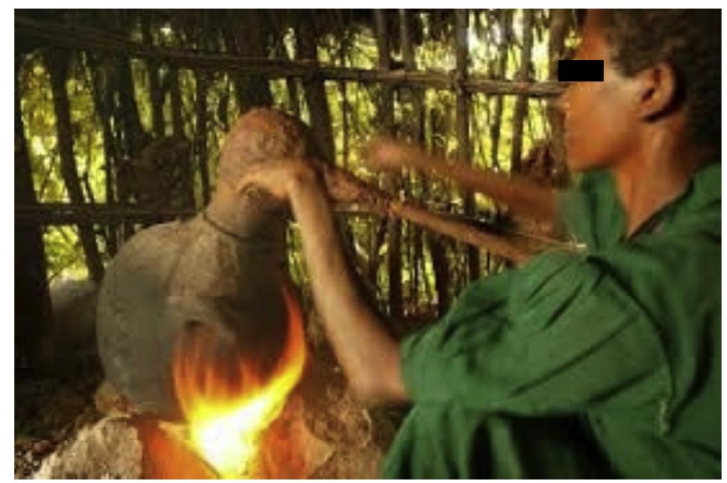 Distillation of areki (www.ethioabs.ca/local-drink/). tella