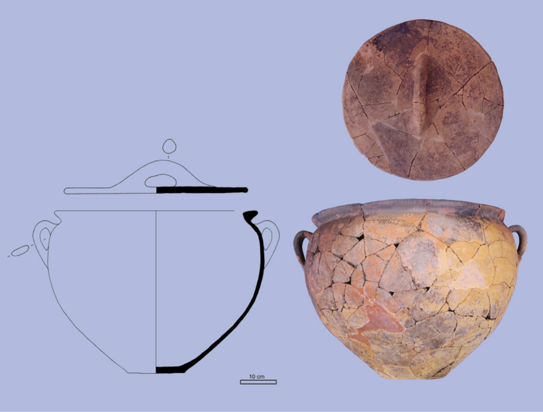 Small two-handled pithos and a lid.