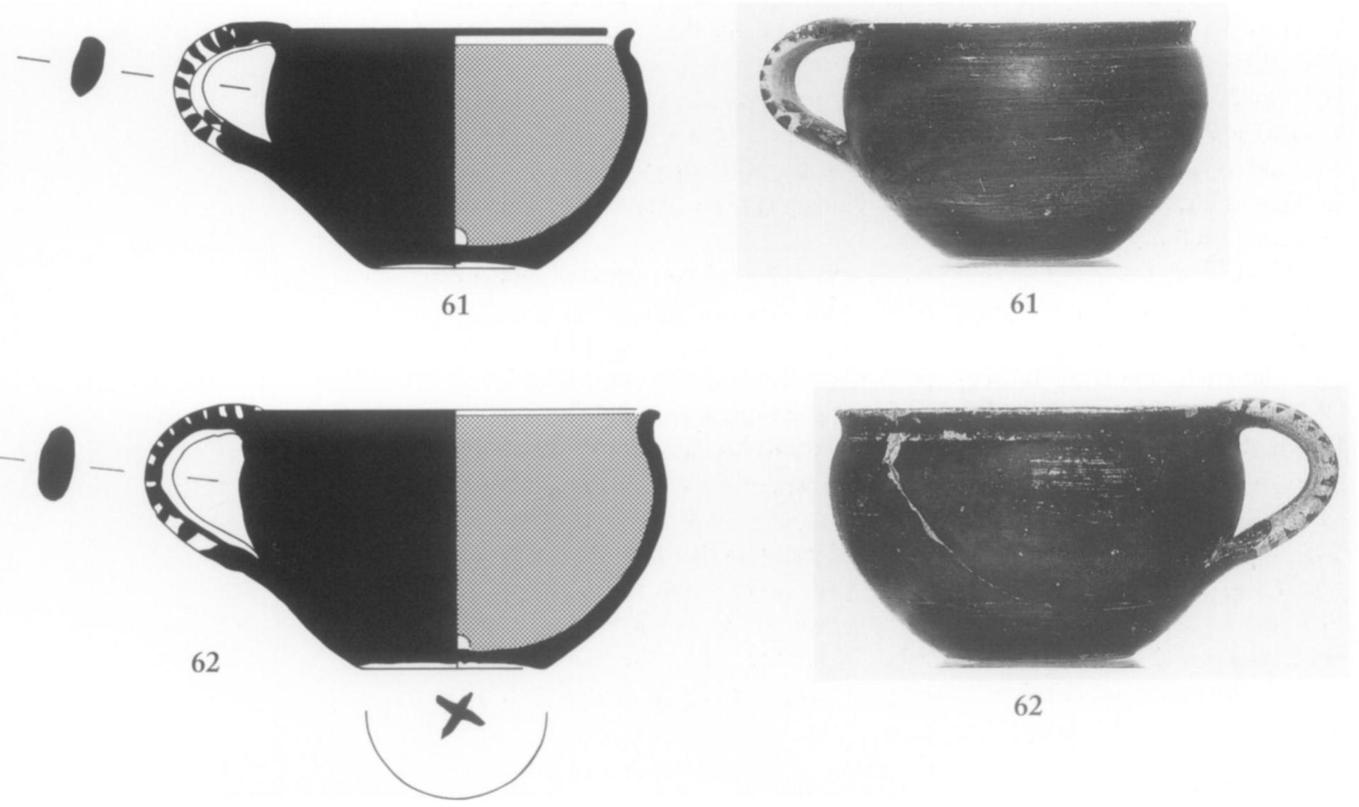 One-handled cups 61 and 62. scale 1:2. drawings k. sotiriou