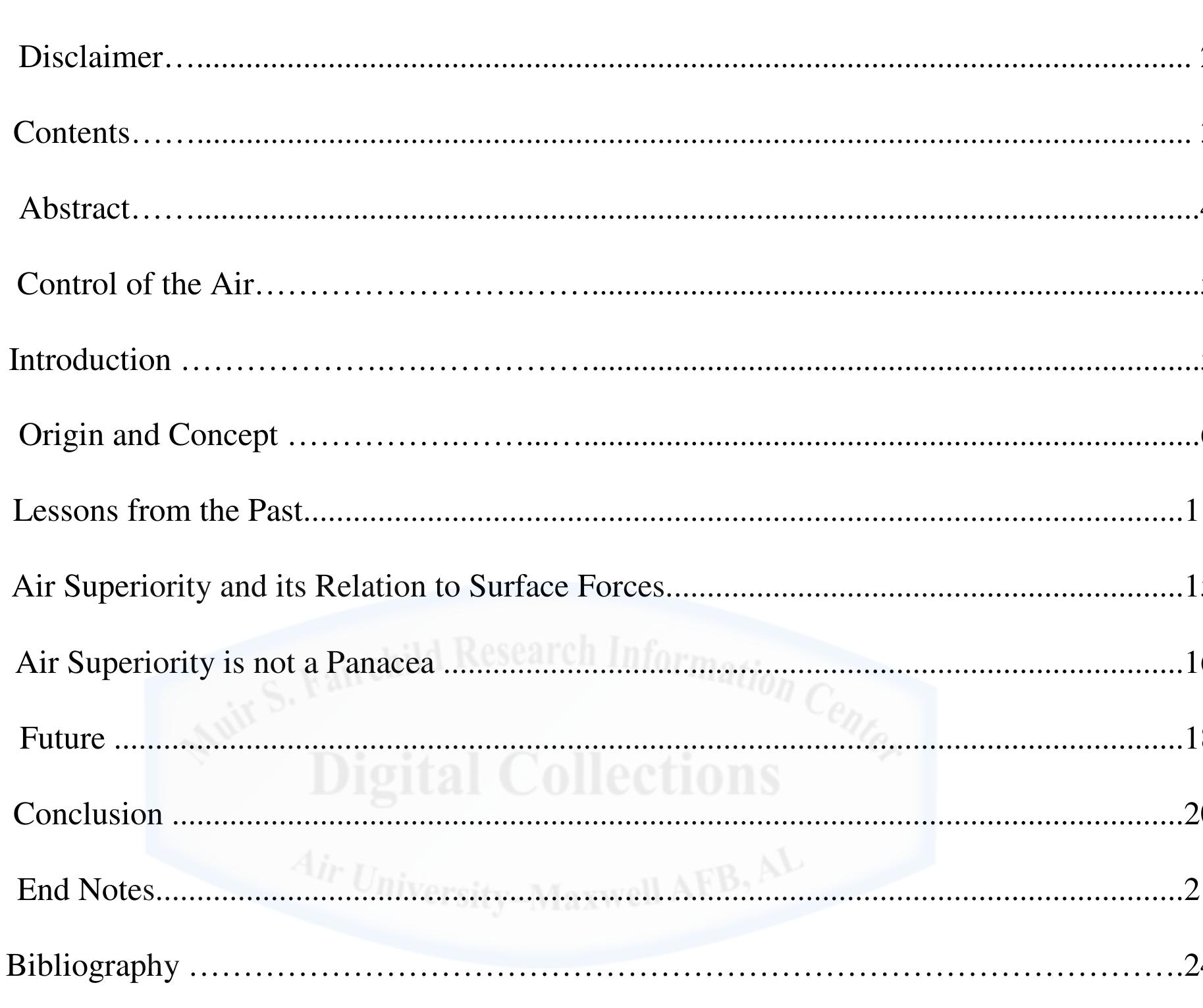 Table 1 - from Control of the Air: The Primary Air Power