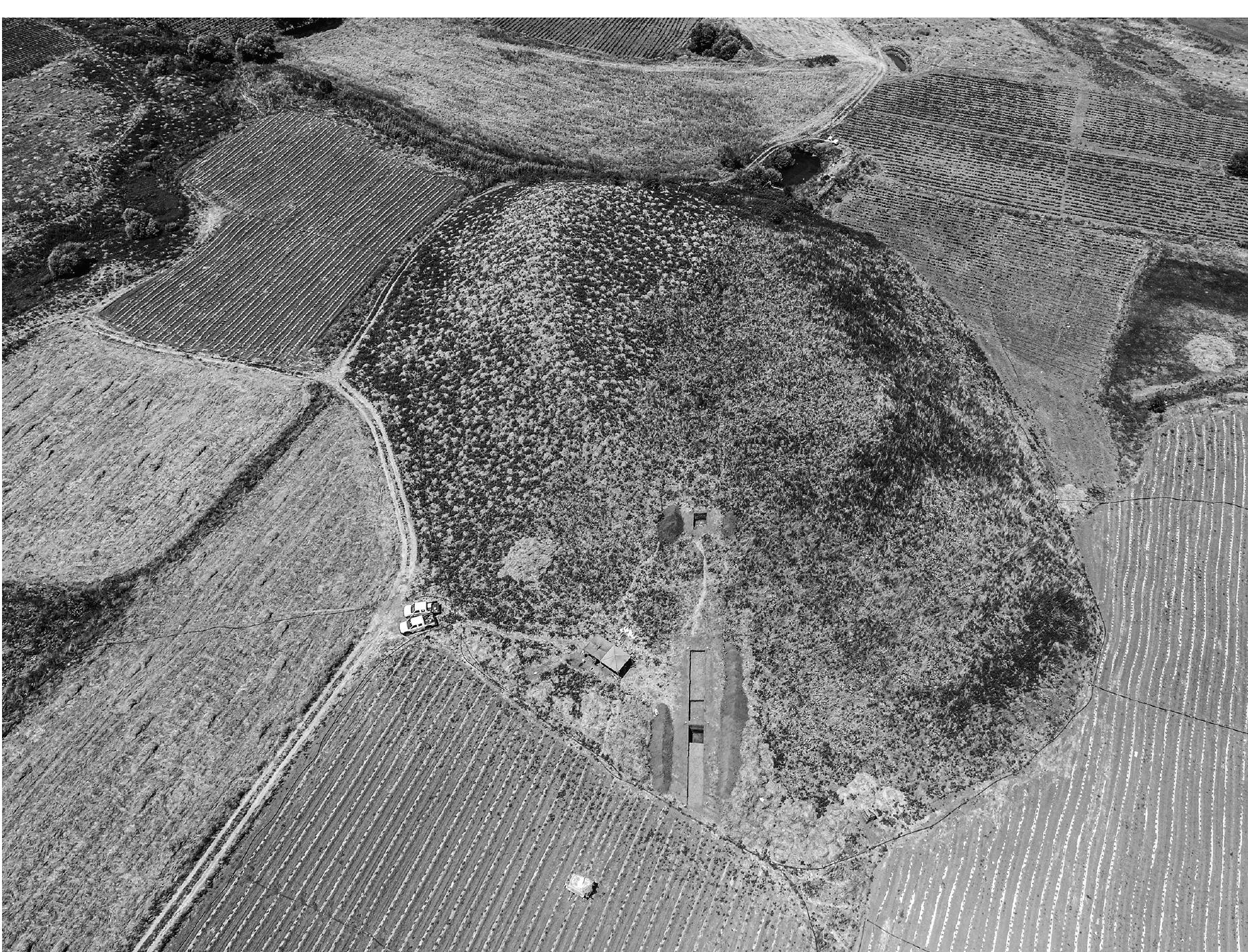 Drone photo of gird-i rostam showing the trenches opened in