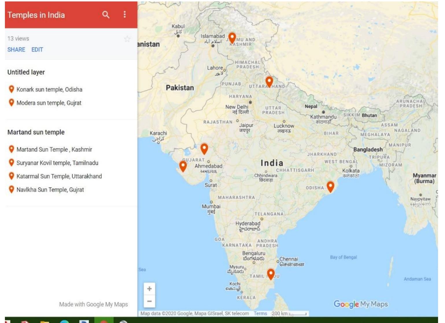 Indian map showing sun temples in india international